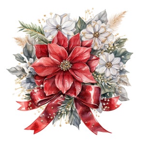 8 Poinsettia Decor Clipart, Christmas Clipart, Digital Clipart ...