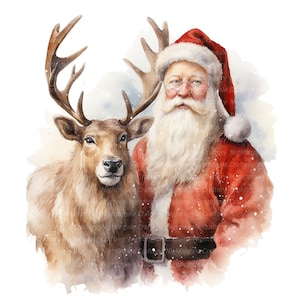 14 Christmas Santa Claus Clipart Set 2, Printable Watercolor Clipart ...