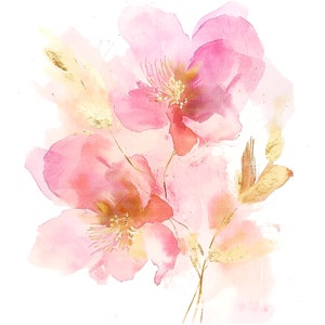 9 Abstract Flowers Clipart, Pink Gold Flower, Flowers Print, Printable ...