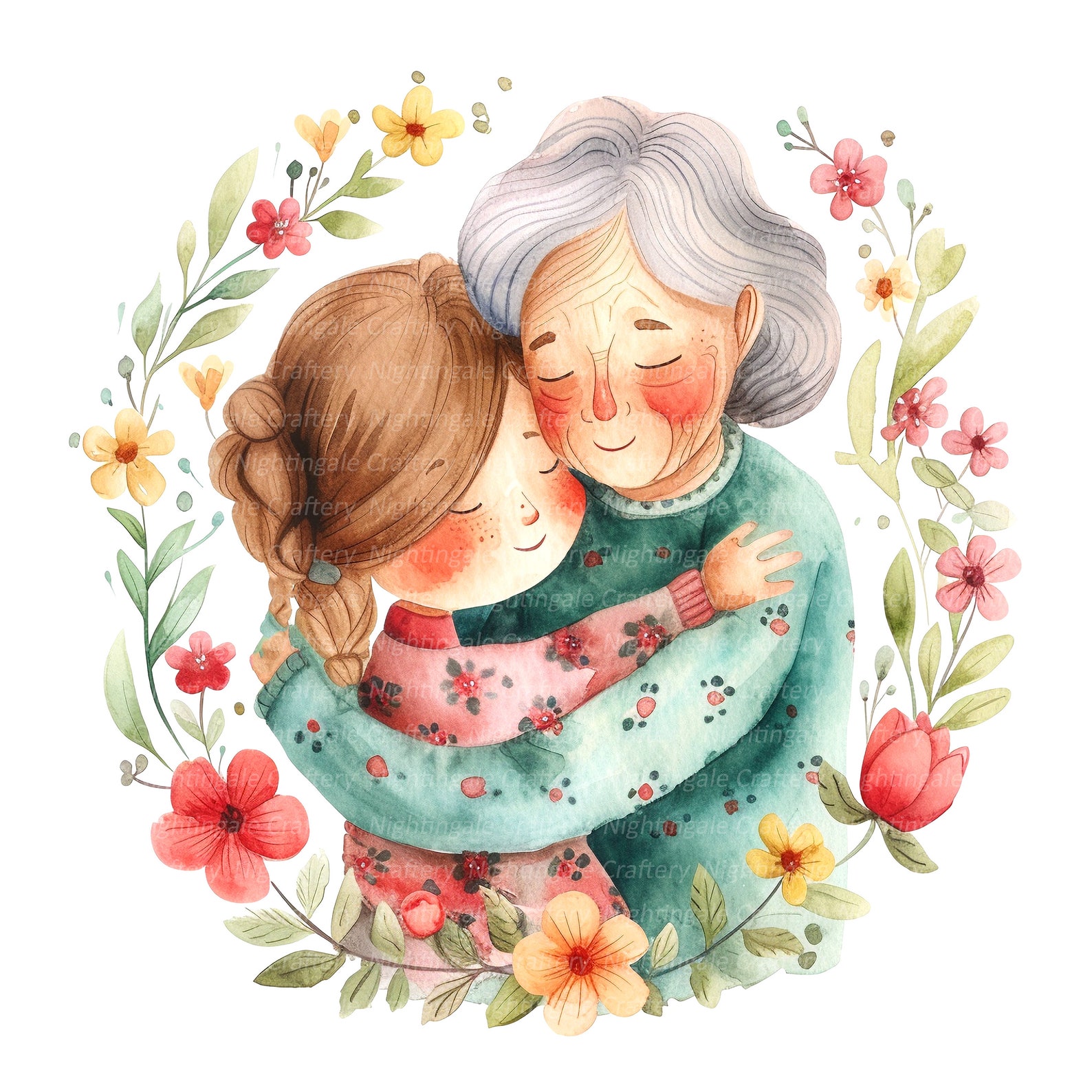 12 Mother's Day Clipart, Mother and Daughter Print, Printable ...