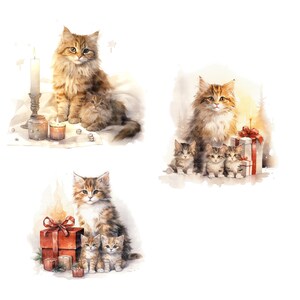 14 Cat Family Christmas Clipart, Christmas Kitten Cat, Printable ...