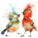12 Whimsical Birds Clipart, Two Birds, Digital Clipart, Watercolor ...