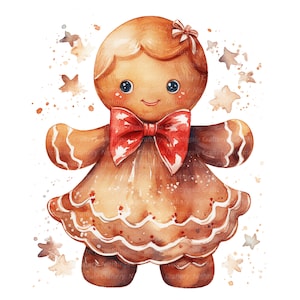 14 Gingerbread Girl Clipart, Christmas Clipart, Printable Watercolor ...