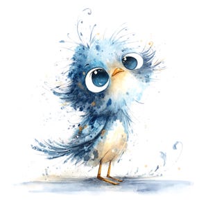 12 Whimsical Birds Clipart, Watercolor Birds, Digital Clipart ...
