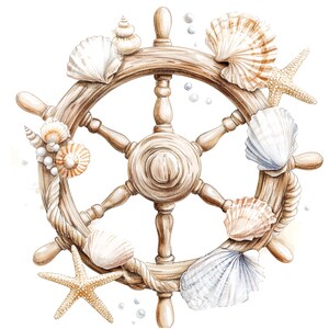 8 Nautical Wheel Clipart, Ship Wheel Clipart, Digital Clipart ...