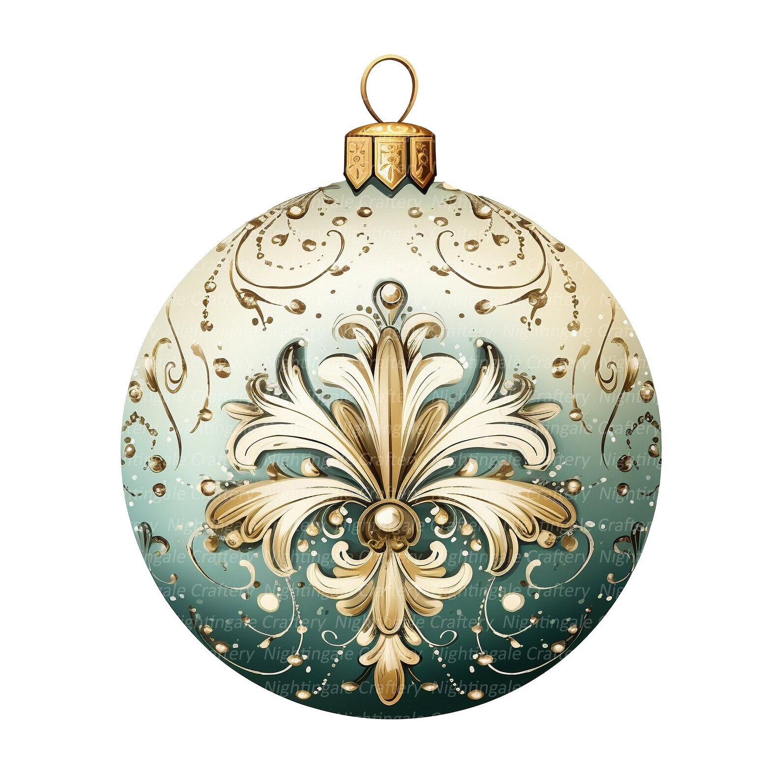 10 Golden Vintage Bauble Clipart, Printable Watercolor Clipart, High ...