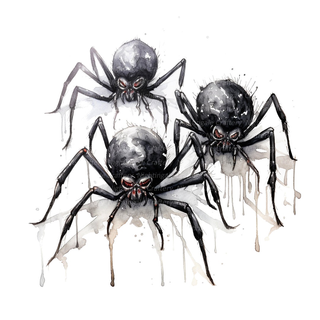 10 Halloween Spiders Clipart, Spider Clipart, Printable Watercolor ...