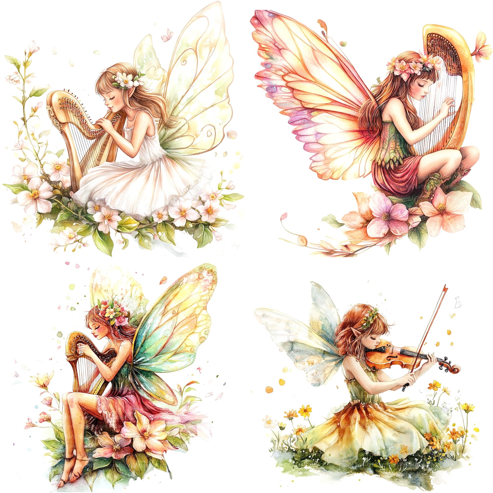 21 PNG Music Fairies Clipart, Floral Fairy Clipart, Printable ...