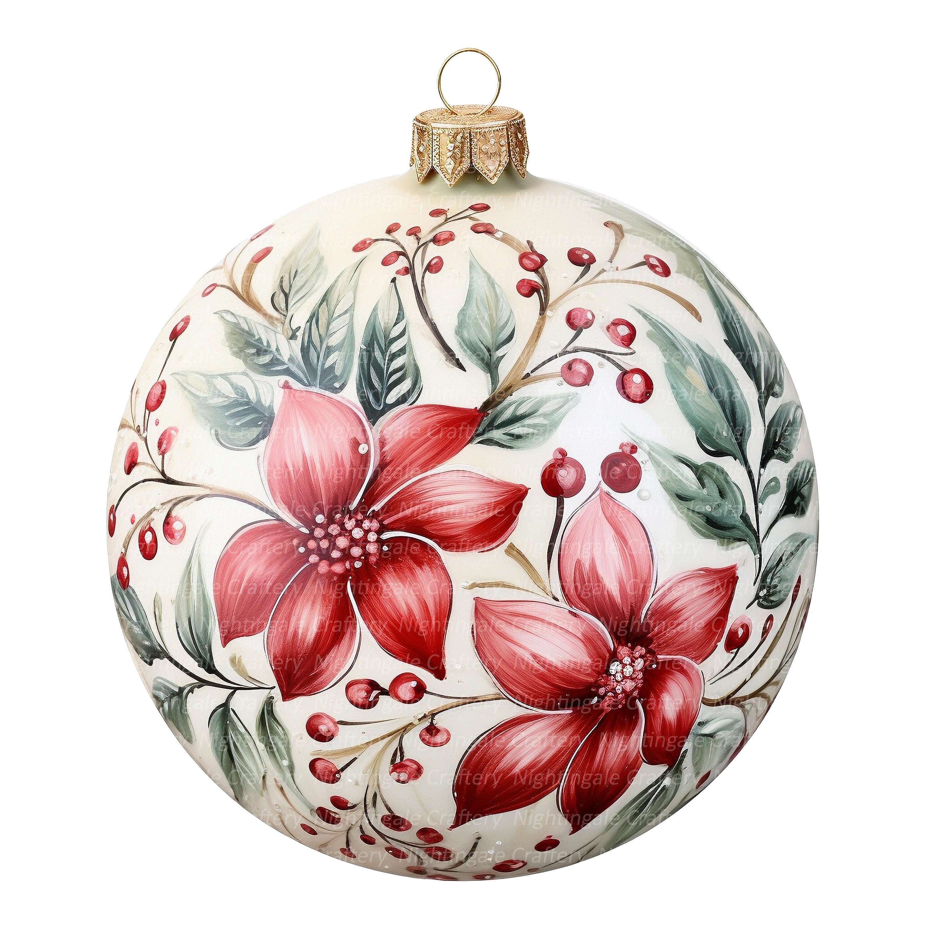 12 Red Vintage Bauble Clipart Printable Watercolor Clipart - Etsy