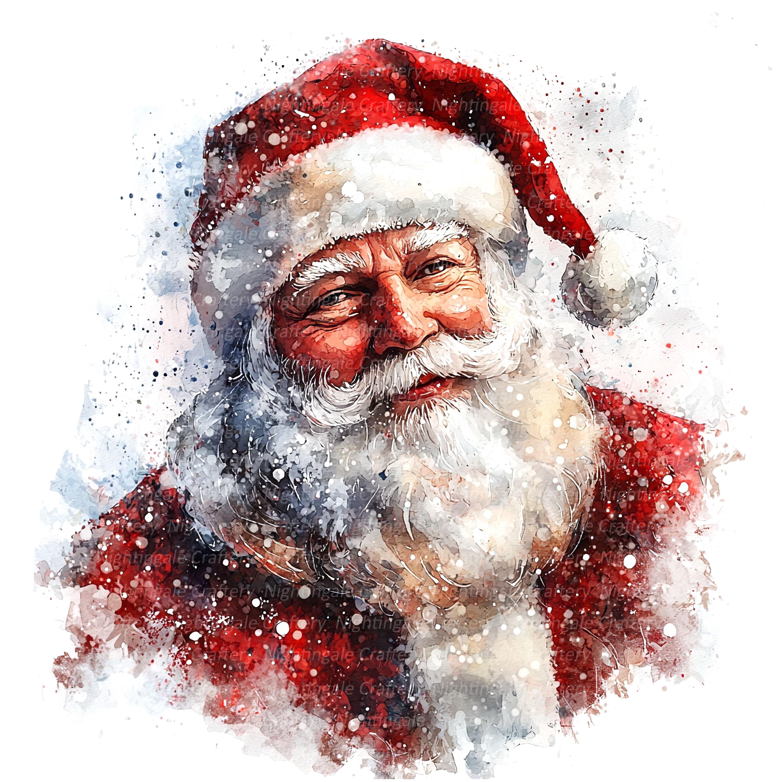 9 Christmas Santa Claus Clipart Set 2, Printable Watercolor Clipart ...