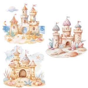 14 Beach Sandcastle Clipart, Cartoon Castle, Printable Watercolor ...