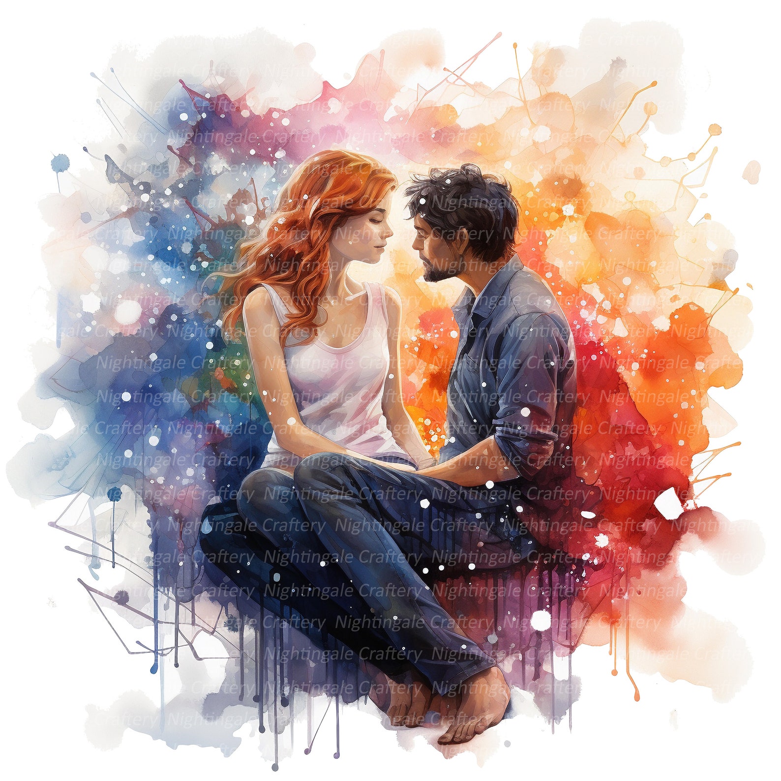 10 Abstract Friendship Clipart, Lovers, Couple, Printable Watercolor ...
