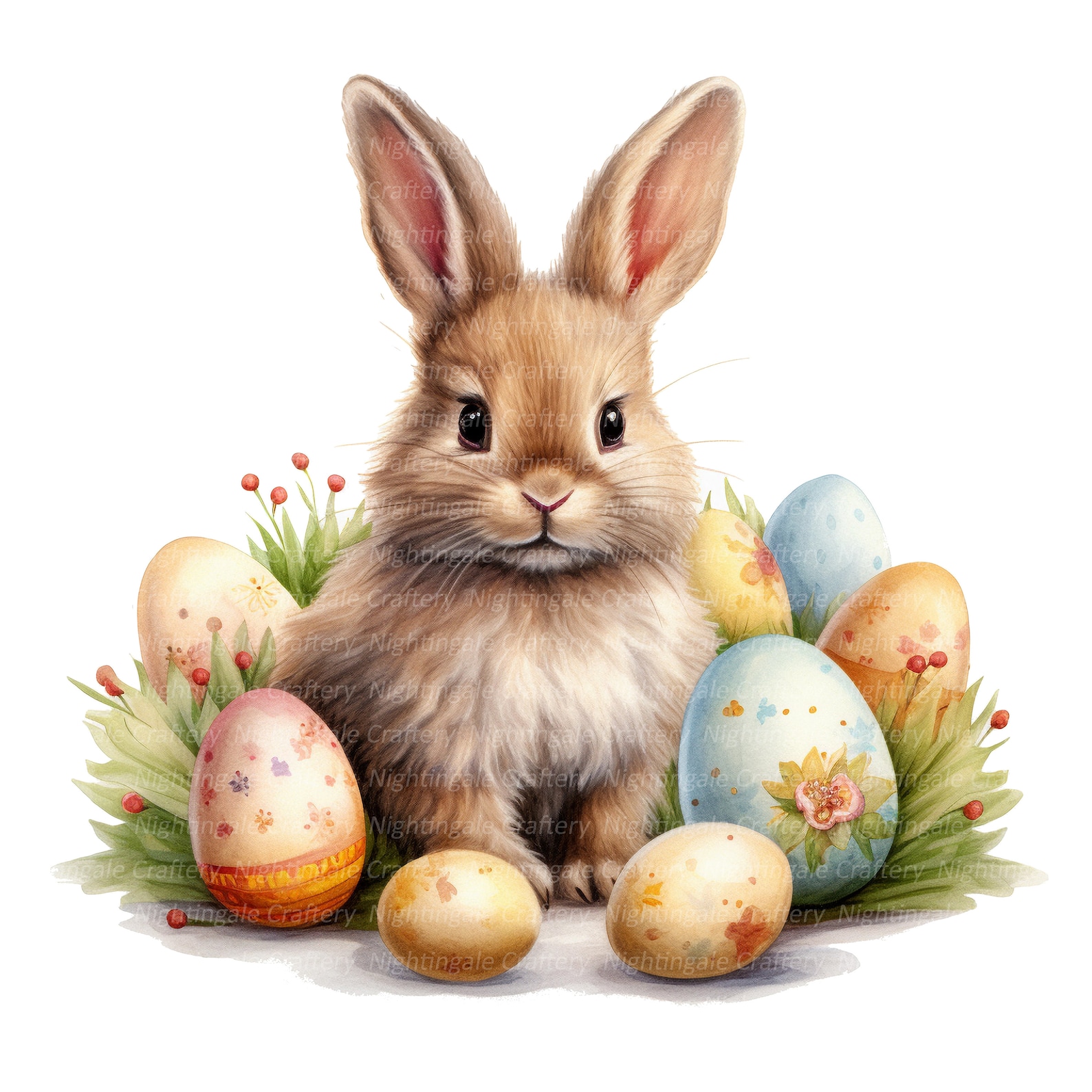 10 Easter Bunny Clipart, Rabbit Clipart, Printable Watercolor Clipart ...