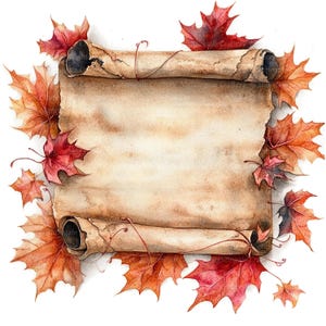 12 Autumn Theme Scroll Clipart, Vintage Scroll, High Quality Jpgs ...