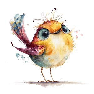 12 Whimsical Birds Clipart, Watercolor Birds, Digital Clipart ...
