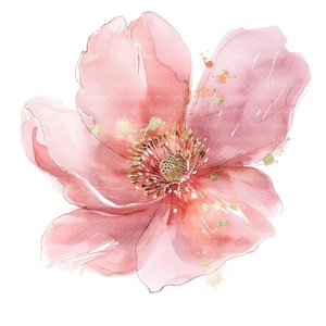 12 Abstract Flowers Clipart, Pink Gold Flower, Flowers Print, Printable ...