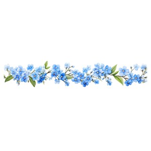 Floral Border, Forget Me Not Border, Digital Clipart, Watercolor ...
