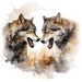 9 Wolves Fight Clipart, Angry Wolf, Printable Watercolor Clipart, High ...