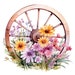 10 Floral Wheel Clipart, Wooden Wheel, Printable Watercolor Clipart ...