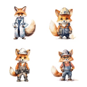 28 Fox Occupation Clipart, Fox Professions, Fox Cartoon Print ...