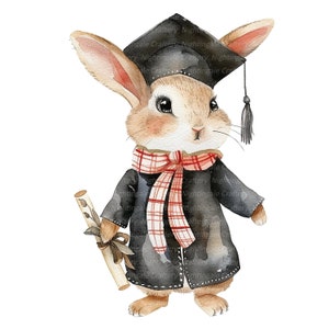 13 Graduation Bunny Clipart, Rabbit Clipart, Printable Watercolor ...