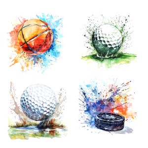 21 Sport Balls Clipart, Soccer, Basketball Clipart, Printable ...