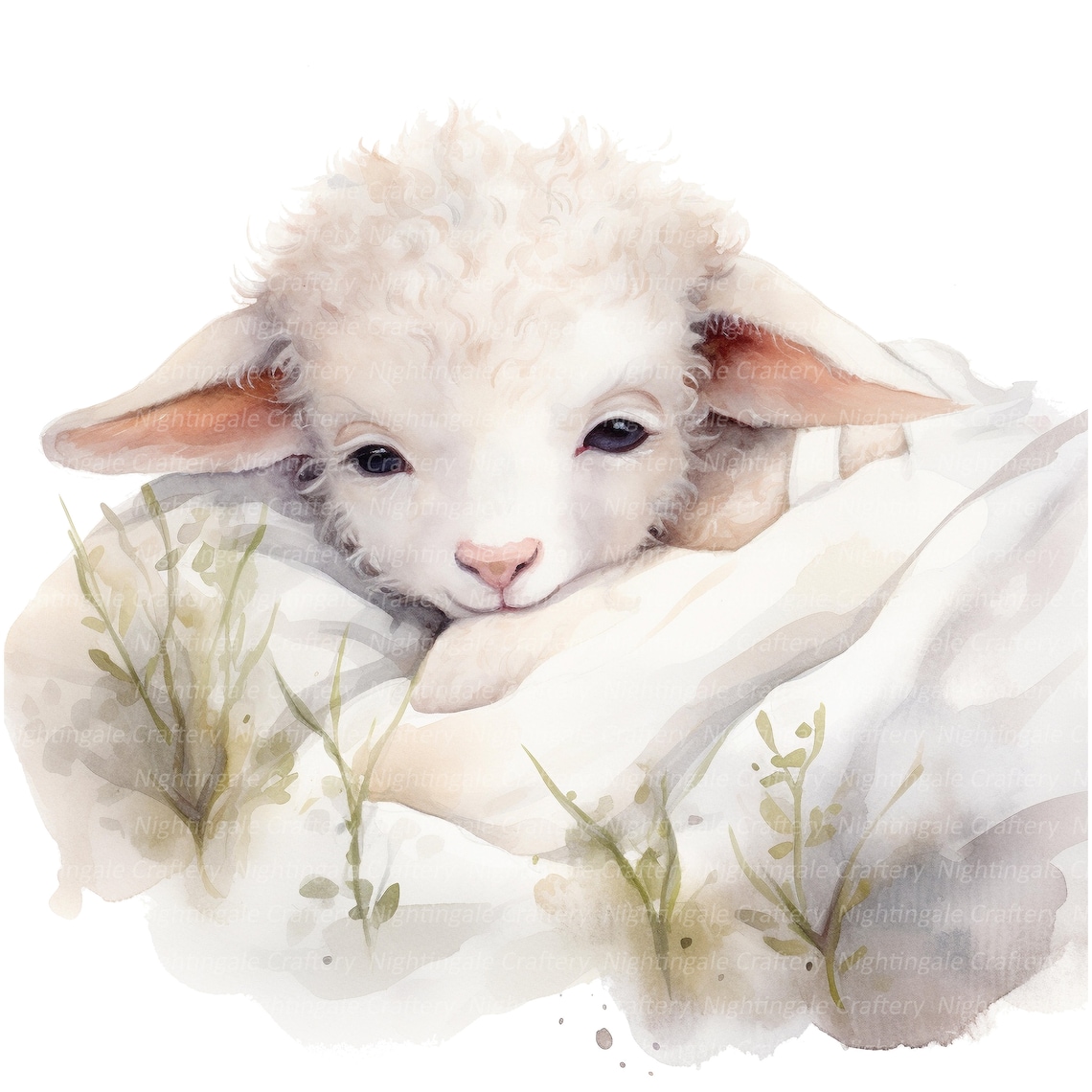 8 Cute Lamb Clipart, Watercolor Sheep Clipart, Printable Watercolor ...