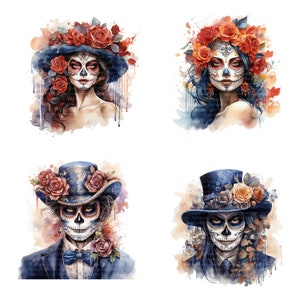 20 Dia De Muertos Clipart, Day of the Dead, Printable Watercolor ...