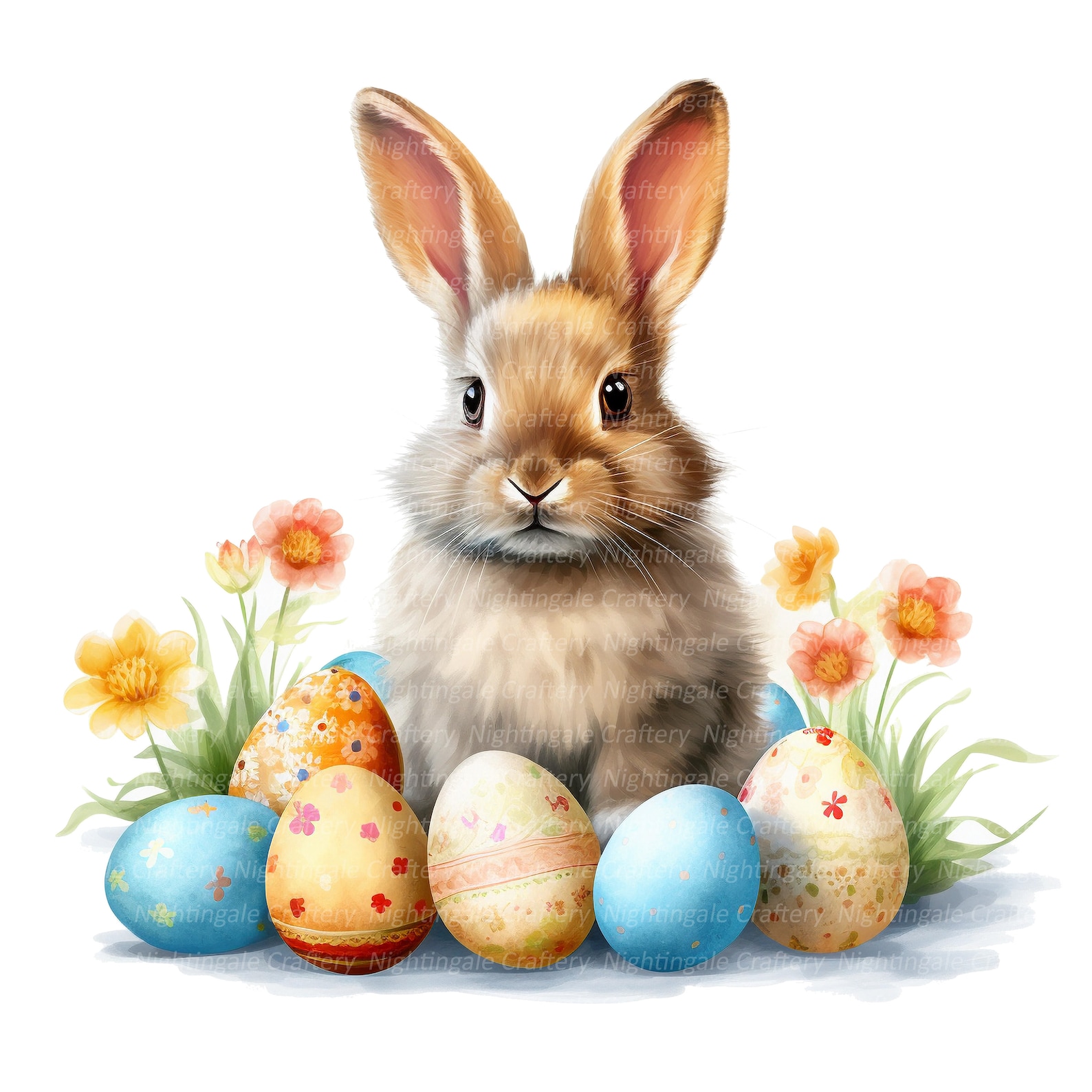 10 Easter Bunny Clipart, Rabbit Clipart, Printable Watercolor Clipart ...