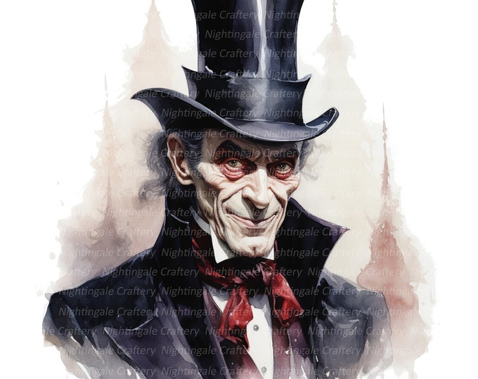 Dracula by Bram Stoker Halloween Watercolor Clipart Collection - Gothic ...