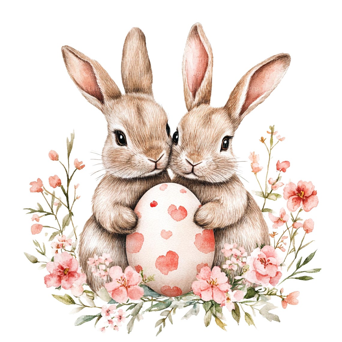 14 Easter Bunnies and Egg Clipart, Easter Clipart, Printable Watercolor ...