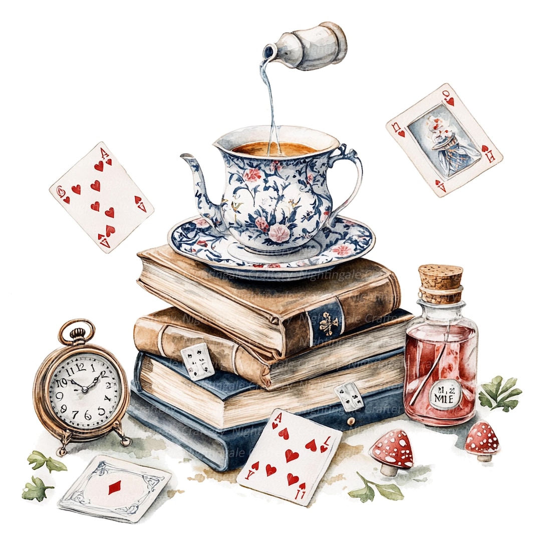 10 Alice in Wonderland, Mad Tea Party Clipart, Printable Watercolor ...