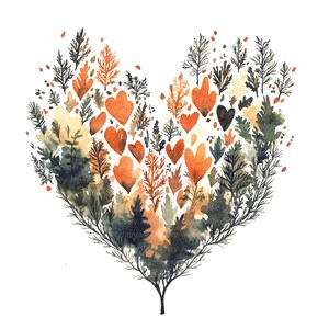 14 Christmas Decor Clipart, Floral Heart, Printable Watercolor Clipart ...