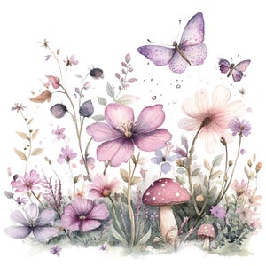 10 Magic Flowers Clipart, Enchanted Flowers, Printable Watercolor ...