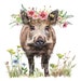 8 Wild Boar Floral Crown Clipart, Floral Boar, Printable Watercolor ...