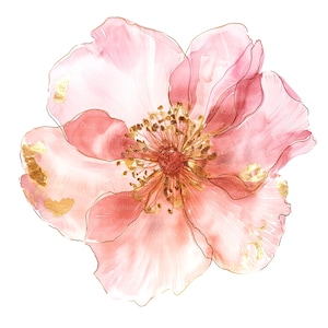 12 Abstract Flowers Clipart, Pink Gold Flower, Flowers Print, Printable ...