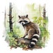 Raccoon in Forest Clipart, Printable Watercolor Clipart, 10 High ...