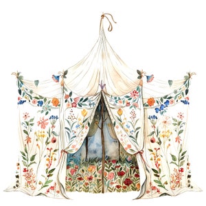 12 Floral Tent Clipart, Boho Tent Clipart, Printable Watercolor Clipart ...