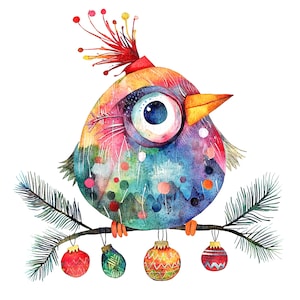 16 Whimsical Birds Clipart, Christmas Birds, Digital Clipart ...