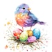 14 Whimsical Birds Easter Clipart, Easter Eggs Clipart, Printable ...