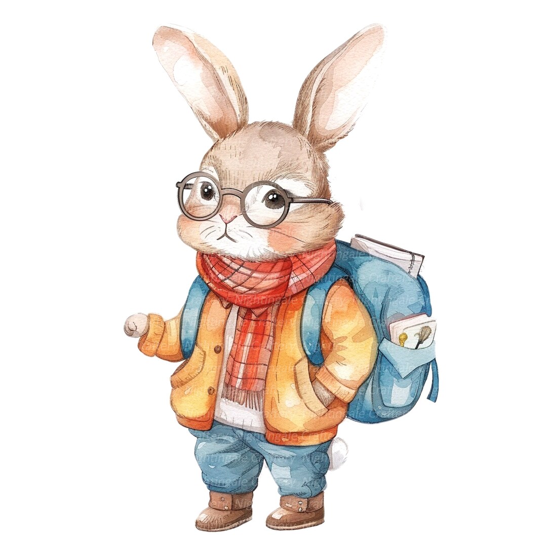 10 Bunny Pupil Clipart, School Clipart, Printable Watercolor Clipart ...