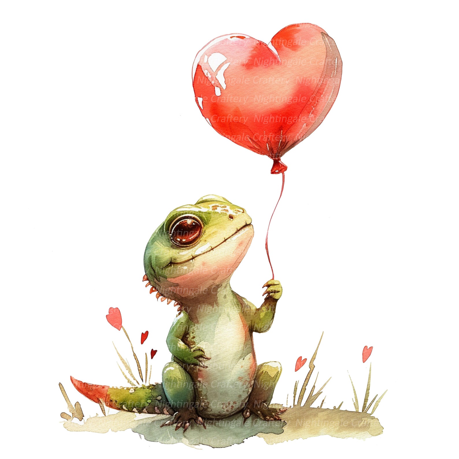 11 Lizard Balloon Clipart, Valentine Card, Printable Watercolor Clipart ...
