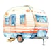 9 Cartoon Trailer Clipart, Camping Trailer, Printable Watercolor ...
