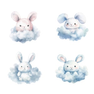 16 Animals in Clouds Clipart, Nursery Prints, Printable Watercolor ...