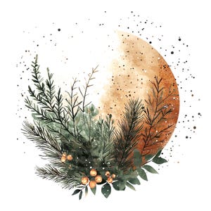 8 Christmas Boho Card, Christmas Decor, Printable Watercolor Clipart ...