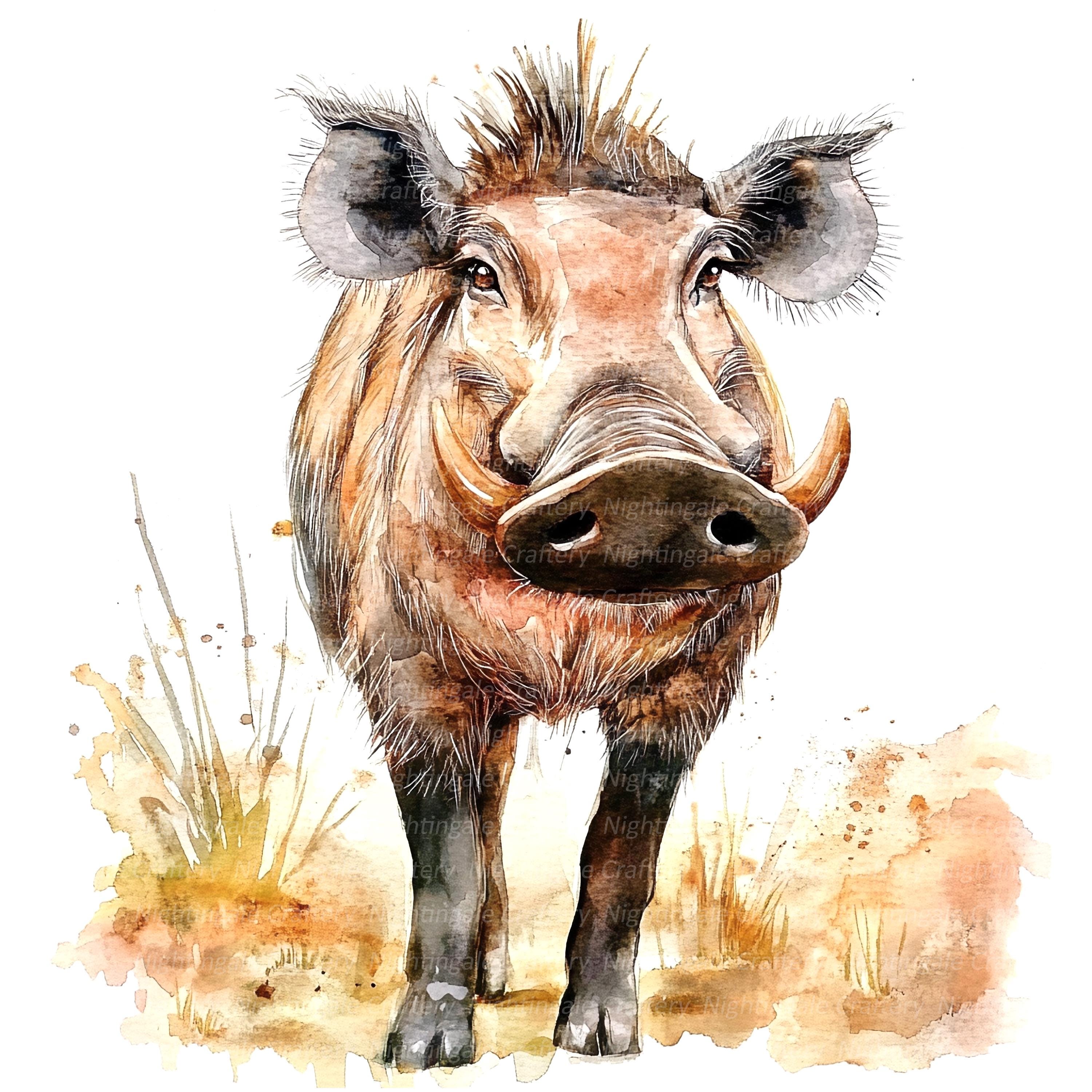 10 Warthog Clipart, Watercolor Warthog, Printable Watercolor Clipart ...