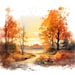 12 Sunset in Autumn Clipart, Fall Landscape, Printable Watercolor ...