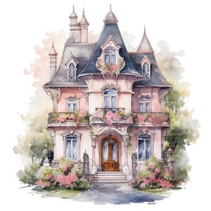 14 Princess House Clipart, Princess Home, Printable Watercolor Clipart ...