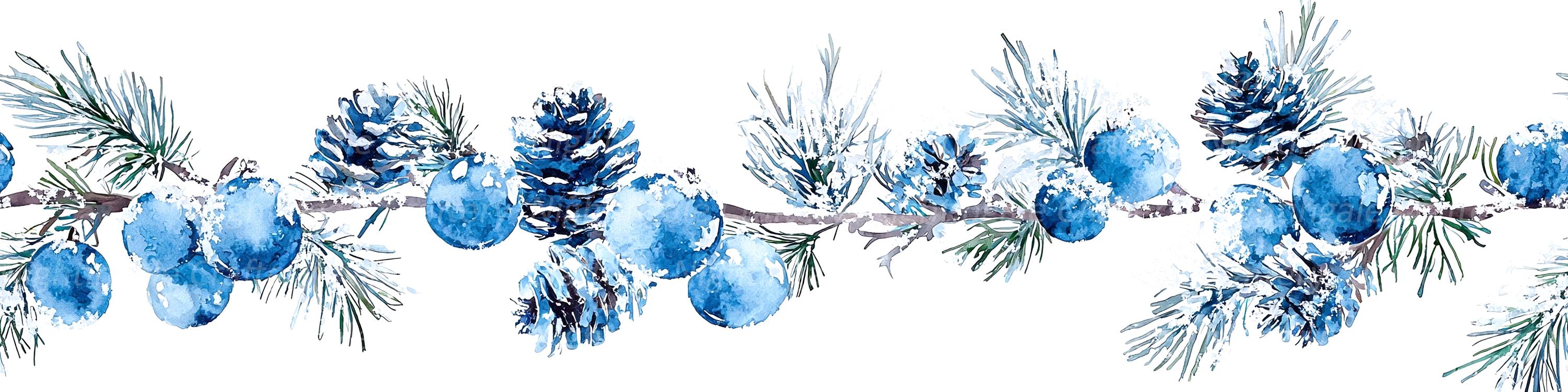 20 Christmas Garland Clipart, Seamless Border, Printable Watercolor ...