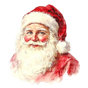 12 Vintage Christmas Santa Claus Clipart, Printable Watercolor Clipart ...